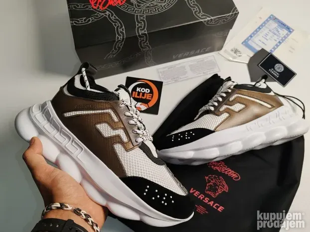 VERSACE CHAIN REACTION, White Black; Nove Patike Versace - KupujemProdajem