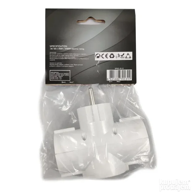 T razvodnik lopov sa 3 utičnice 220v 16A 3500W Gembird - KupujemProdajem