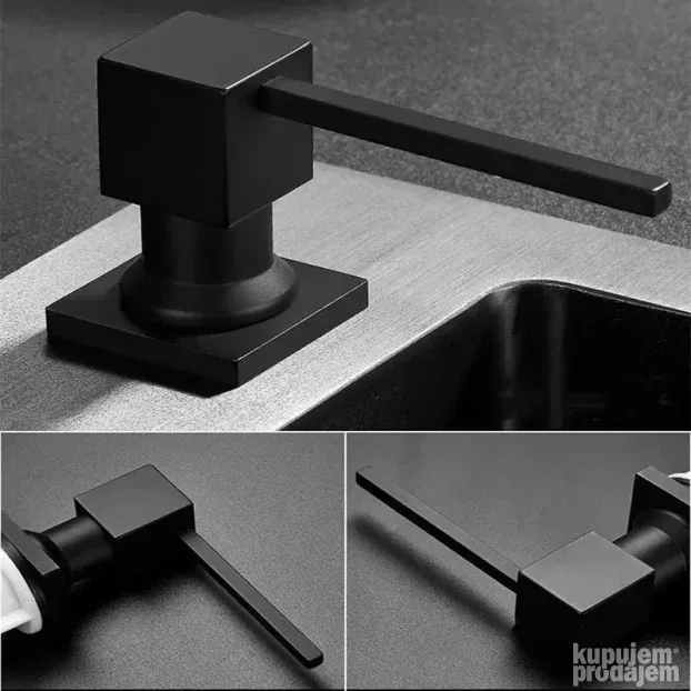 Ugradni dozer tečnog sapuna kvadratni Crni - KupujemProdajem