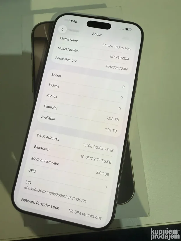 Iphone 16 Pro Max 1T Desert 99% Bat. Perfektan - KupujemProdajem