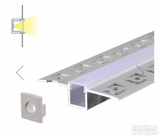 Aluminijumski profil za LED trake set sa difuzorom 52.5x13x2 ...