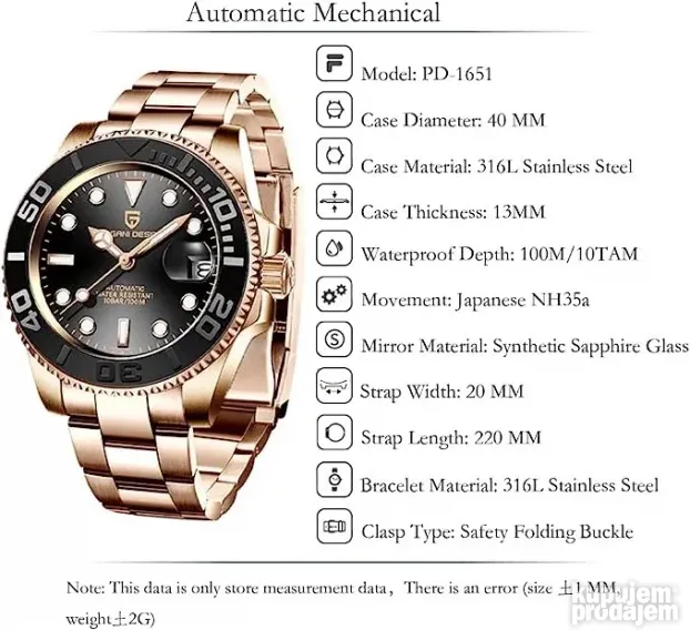 PAGANI DESIGN PD-1651-Rose Gold/Rolex YACHT MASTER-Automatik ...