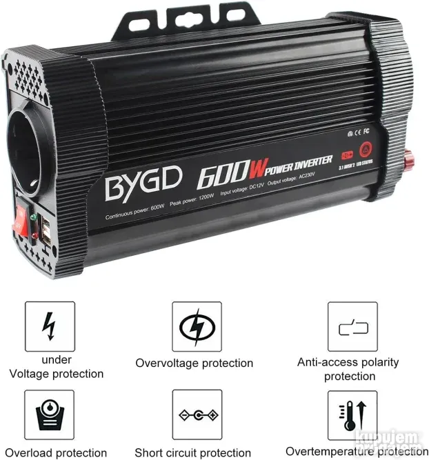 Bygd 600w pretvarac /inverter napona sa 12v na 220v - KupujemProdajem
