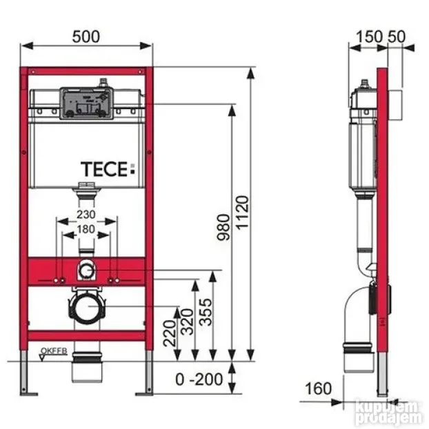 Konzolni set vodokotlić sa belim tasterom Tece 9400400 - KupujemProdajem