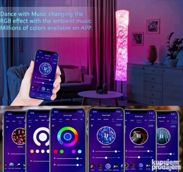 Smart LED podna lampa, RGB WIFI stojeća ugaona lampa-Smart L ...