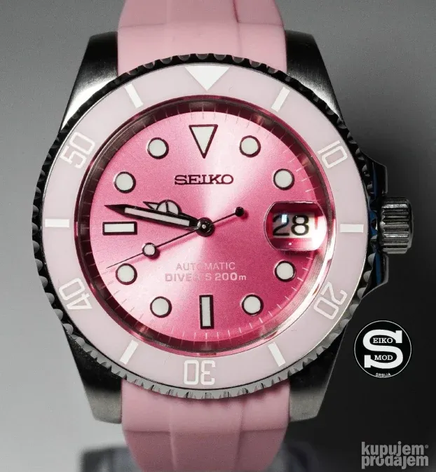 Seiko PINK SUBMARINER Oysterflex 40mm MOD - KupujemProdajem