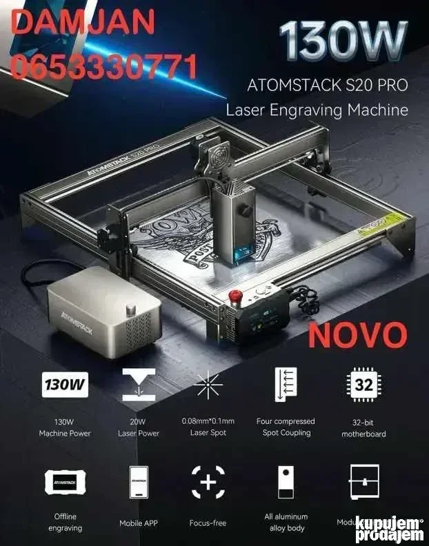 Atomstack S20 PRO 130W/20W extra jak CNC Laser graver, rezac ...