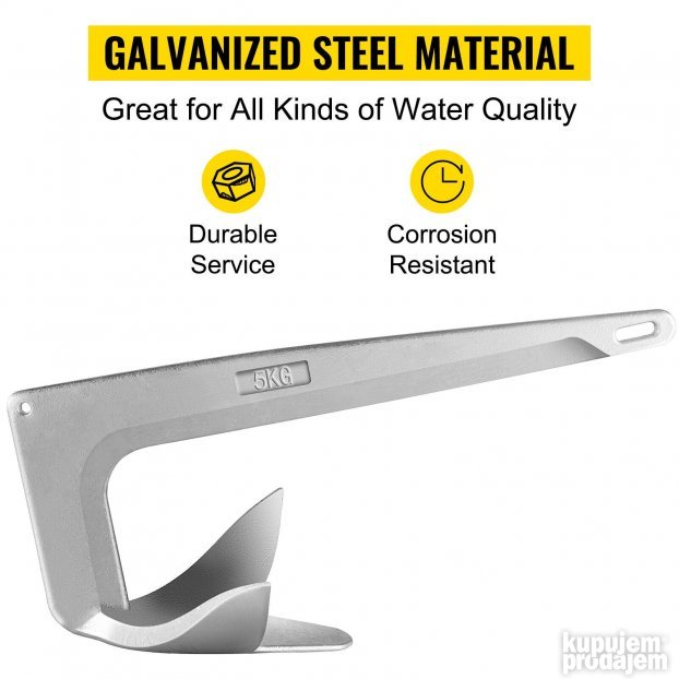 Pocinkovano sidro za čamac 5kg anker - KupujemProdajem