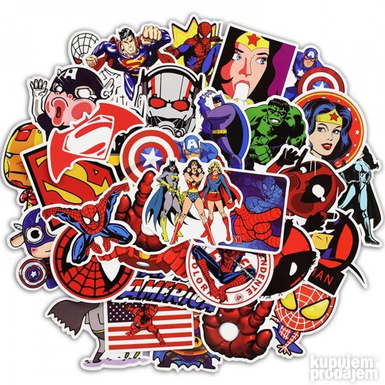 50 Pcs SuperHero Cartoon Vinyl Stickers for Fashion Street g ...