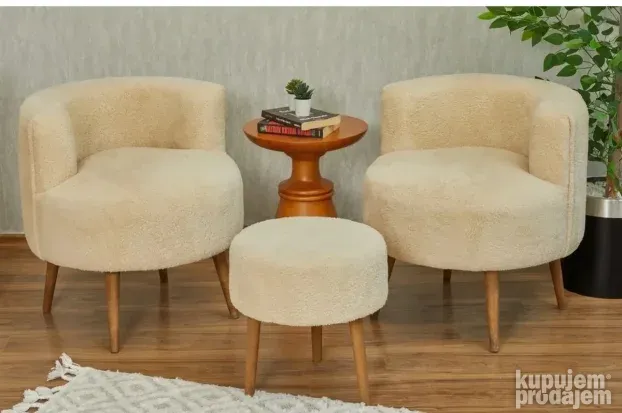 Komplet dve fotelje i tabure tedy - KupujemProdajem