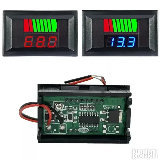 Digitalni Led Indikator Akumulatora Baterije 12-72v Zeleni ...