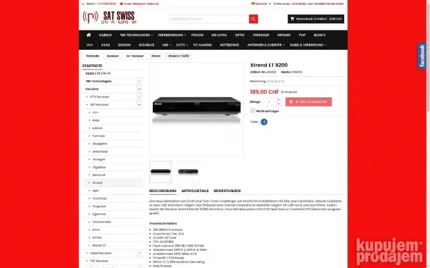 Satelitski digitalni DVB-S2 risiver Xtrend ET9200 320GB odli - KupujemProdajem