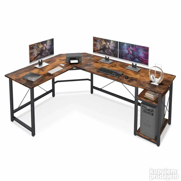 ugaoni drveni kompjiterski sto radni gejmeerski nov - KupujemProdajem