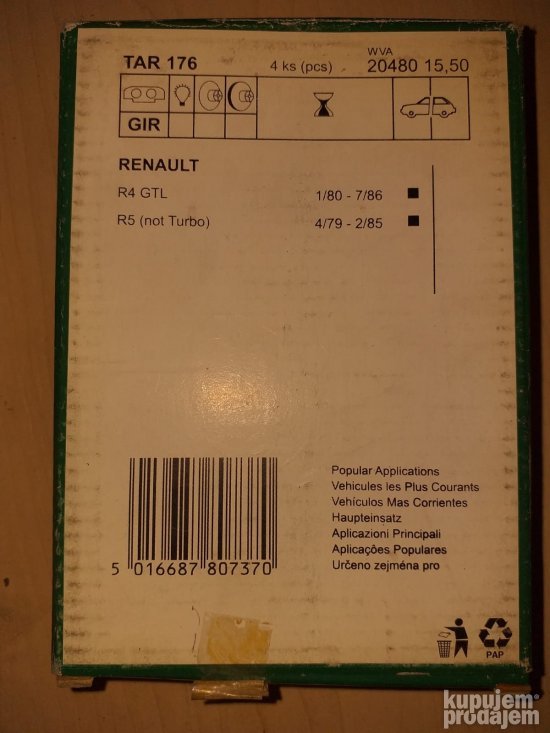 Pločice Reno 4 GTL Reno 5 79- 85 TAR 176 - KupujemProdajem