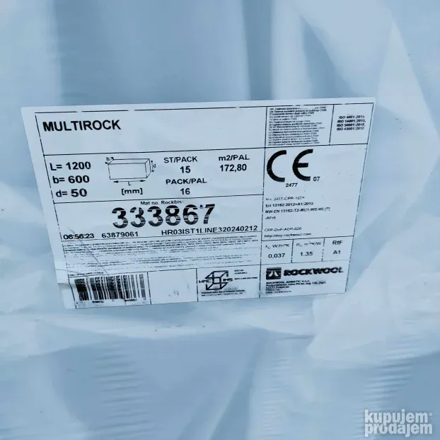 Kamena vuna u tablama Rockwool multirock 5cm - KupujemProdajem