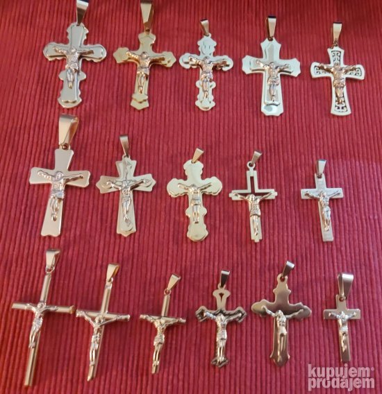 Privezak krst gold hirurški čelik sa Isusom u boji zlata - KupujemProdajem