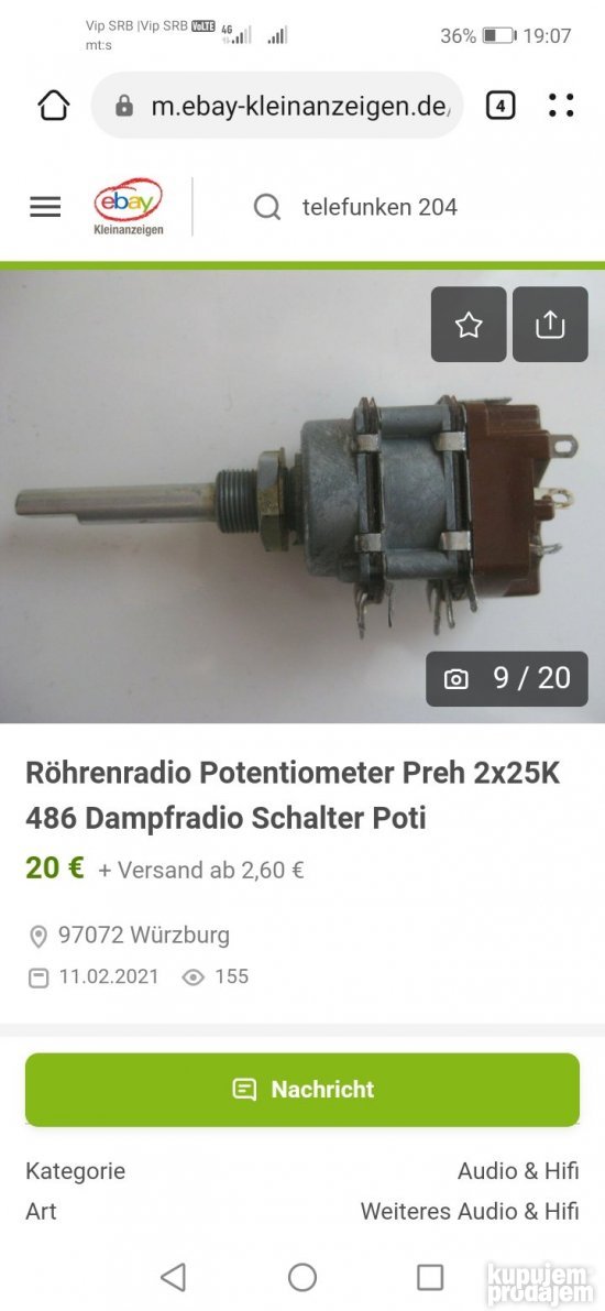 PREH Germany Audio Potenciometer 10kom 1960s - KupujemProdajem