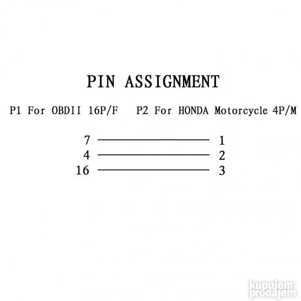 Honda adapter za Motor OBD2 4PIN NA 16 Pin KABL-ADAPTER - KupujemProdajem