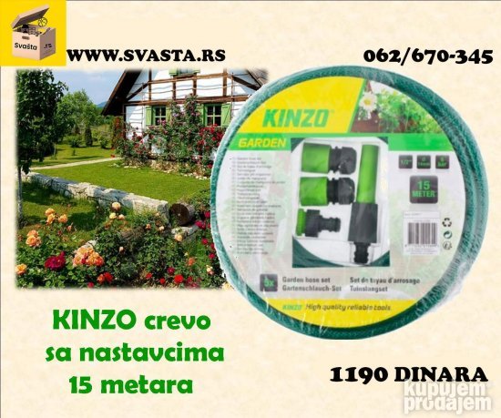 Crevo za baštu Kinzo 15m + nastavci IN-148 - KupujemProdajem