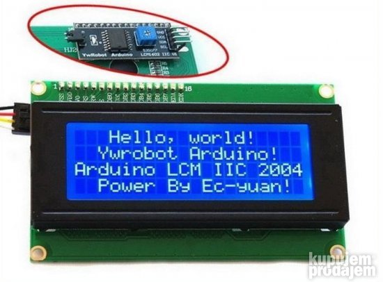 LCD ekran 2004A (20x4 karaktera) sa I2C modulom - KupujemProdajem