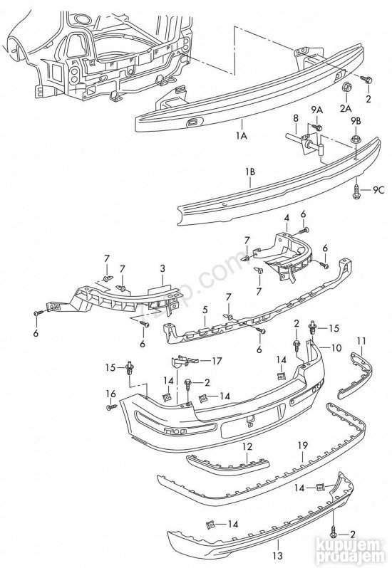 Limena brza matica zadnjeg branika za VW Golf 4 karavan - KupujemProdajem