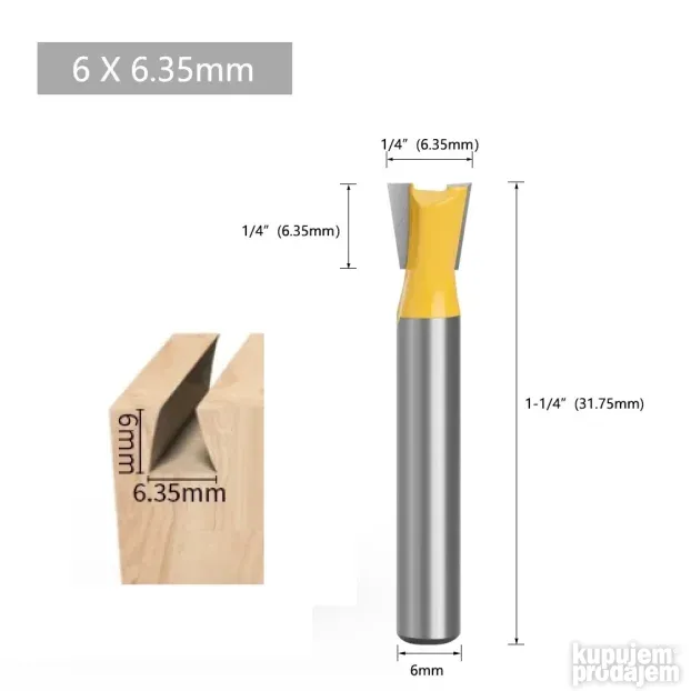 Glodalo lastin rep za drvo i frezer - 6,35mm - prihvat 6mm ...