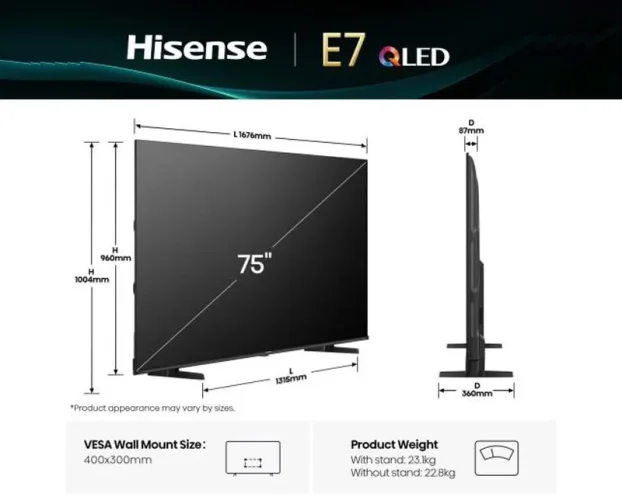 HISENSE 75 inča 75E7Q QLED 4K UHD Smart TV - KupujemProdajem