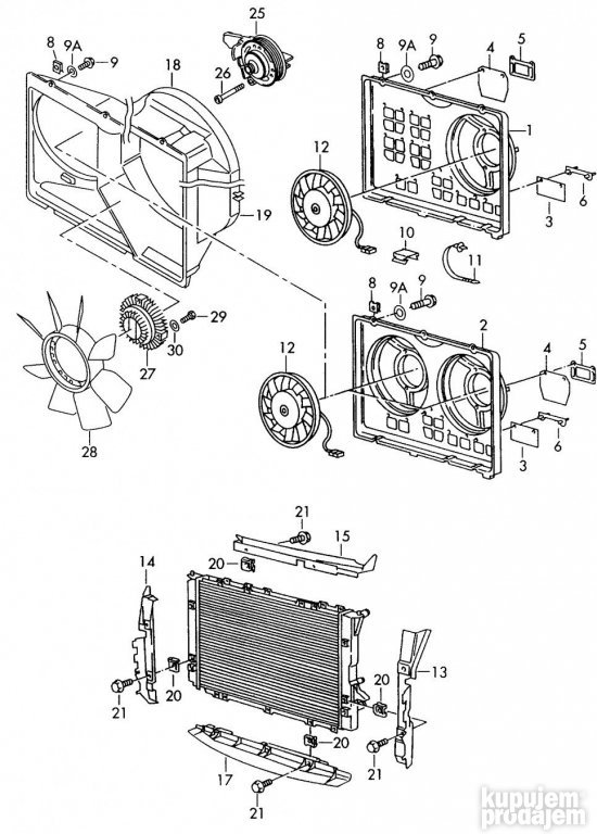 Matica+šraf za nosač ventilatora hladnjaka Audi 100 C4 - KupujemProdajem