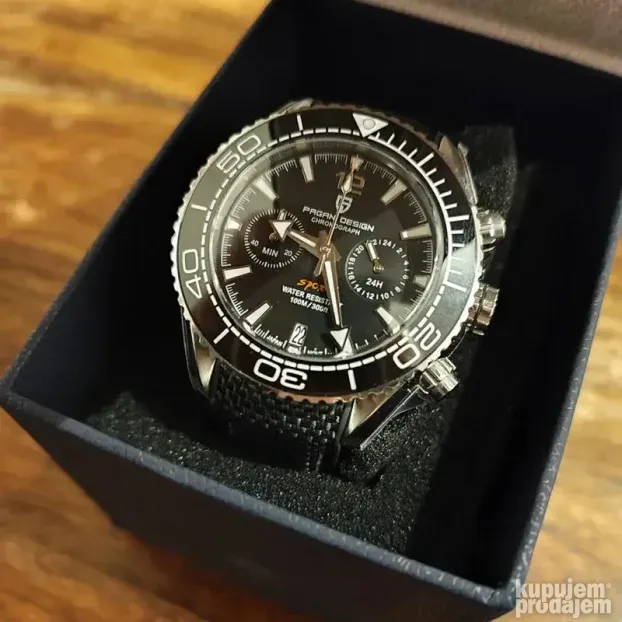 PAGANI DESIGN PD-1711 Crna- Omega Seamaster- Seiko VK64 meha ...
