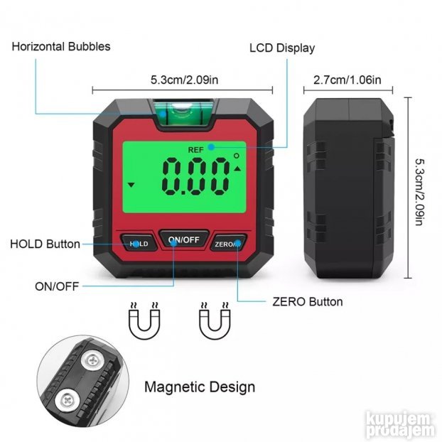Digitalni uglomer sa magnetom+libela Novo - KupujemProdajem