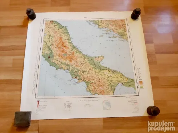 Vonja mapa karta JNA Rim 68x62cm - KupujemProdajem