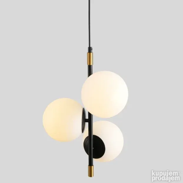 Moderan luster MEGGA BELONA 3R crno zlatni sa tri kugle - KupujemProdajem