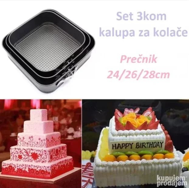Kalupi modle za torte i kolace 3 komada četvrtastii - KupujemProdajem