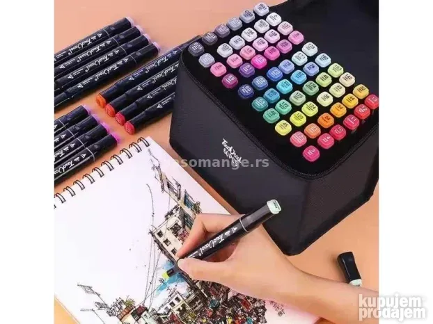 Markeri sa 2 Vrha 80 Komada NOVO Dvostrani Markeri za Decu - KupujemProdajem