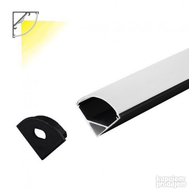 Crni aluminijumski profil za LED trake ugaoni set - KupujemProdajem