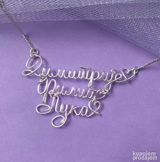 Srebro 925 - ogrlica sa tri imena dece. Lančić za mame - KupujemProdajem