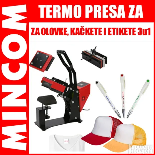 Termo presa za kačkete, olovke i etikete 3u1 za sublimaciju ...