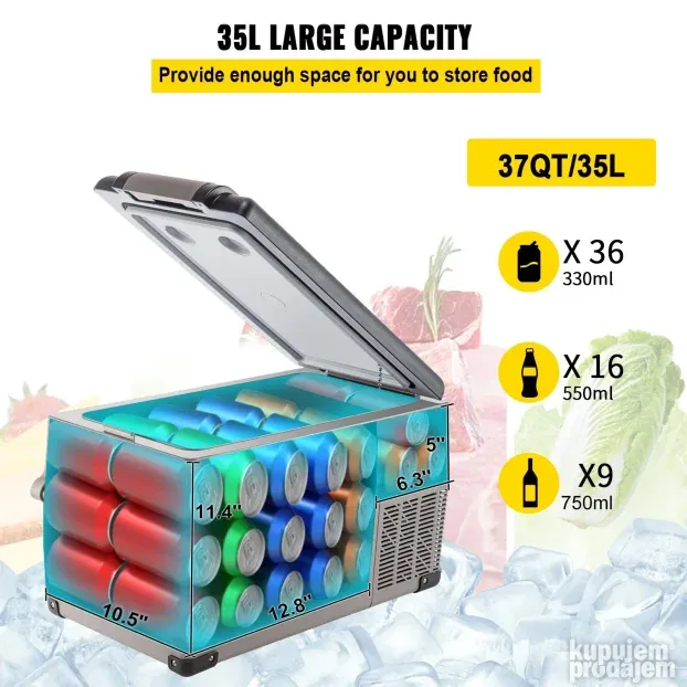 12V 35L Frizider sa kompresorom za Kamp Off Road Auto Kamion ...