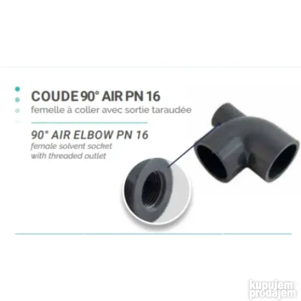 Bazensko koleno 90stepeni UPVC PIMTAS sa priključkom 1/2 UN - KupujemProdajem