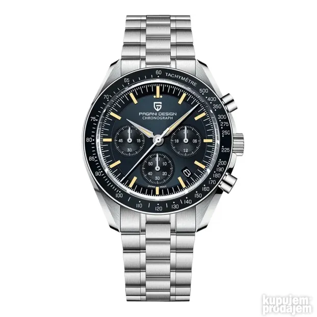 PAGANI DESIGN PD-1701 -Crni- Omega Speedmaster Moonwatch - KupujemProdajem