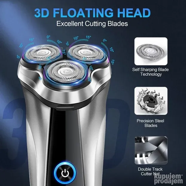 Bezicni trimer brijac za bradu sa 3 glave VIYSPNV - KupujemProdajem