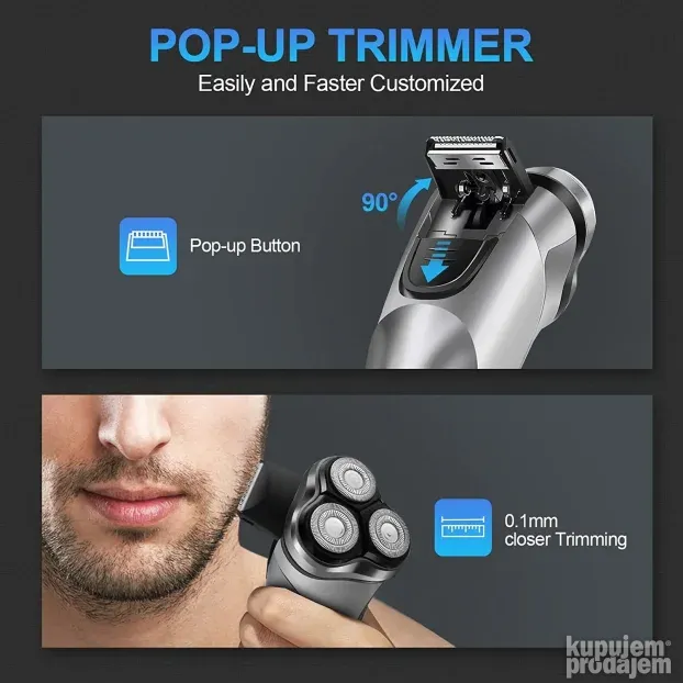 Bezicni trimer brijac za bradu sa 3 glave VIYSPNV - KupujemProdajem