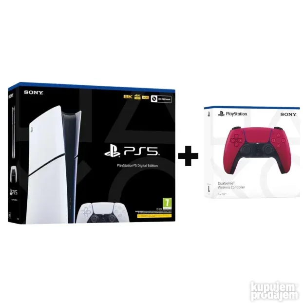 PS5 Slim konzola digitalna verzija + Dodatni kontroler/NOVO - KupujemProdajem