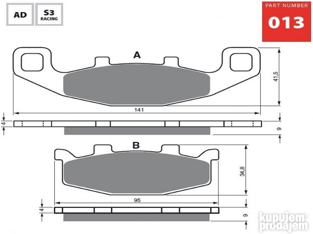 Kočione pločice Goldfren S3 - 013 Hyosung, Kawasaki, Suzuki - KupujemProdajem
