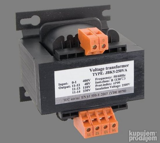 Kontrolni transformator EVT5-100VA 400V/24V-12V - KupujemProdajem