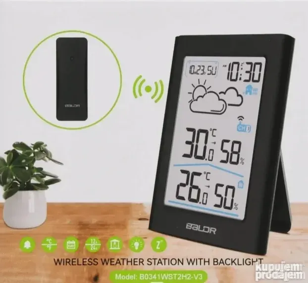 Baldr bezicna meteroloska meteo stanica potpuno nova CRNA - KupujemProdajem