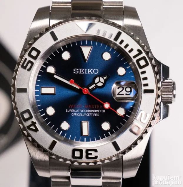 Seiko YACHT-MASTER BLUE MOD 40mm omaž Rolex 126622 - KupujemProdajem