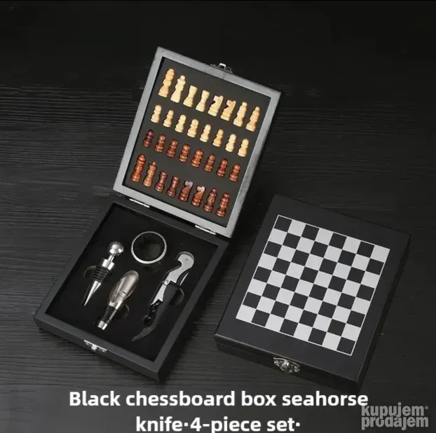 Mini Šah sa figurama + SET za vino Vinski Otvarač Dekanter ...