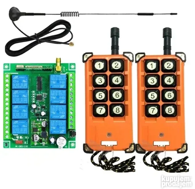 Industrijska RF daljinska komanda 8 releja + antena 433MHz ...