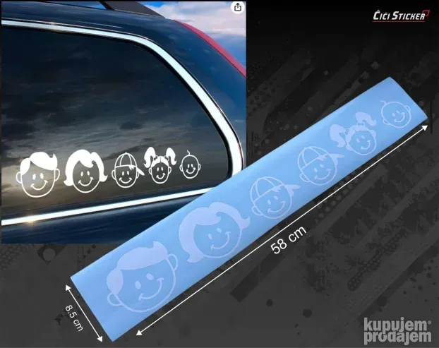 Nalepnice - Porodica - mama tata deca - beba u autu - 2407 ...